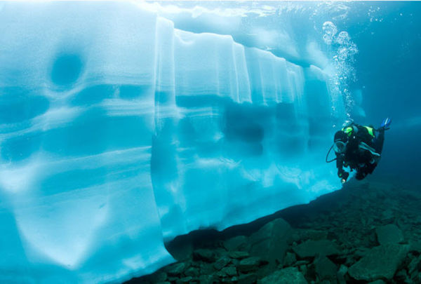 15 Pics to see inside the ice Water - Ice Diving