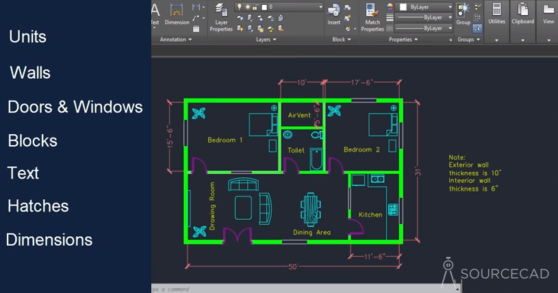 Making a simple floor plan in AutoCAD - newsfantasticeng