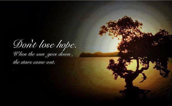 Don't lose hope. When the sun goes down, the stars come out. - Quotes