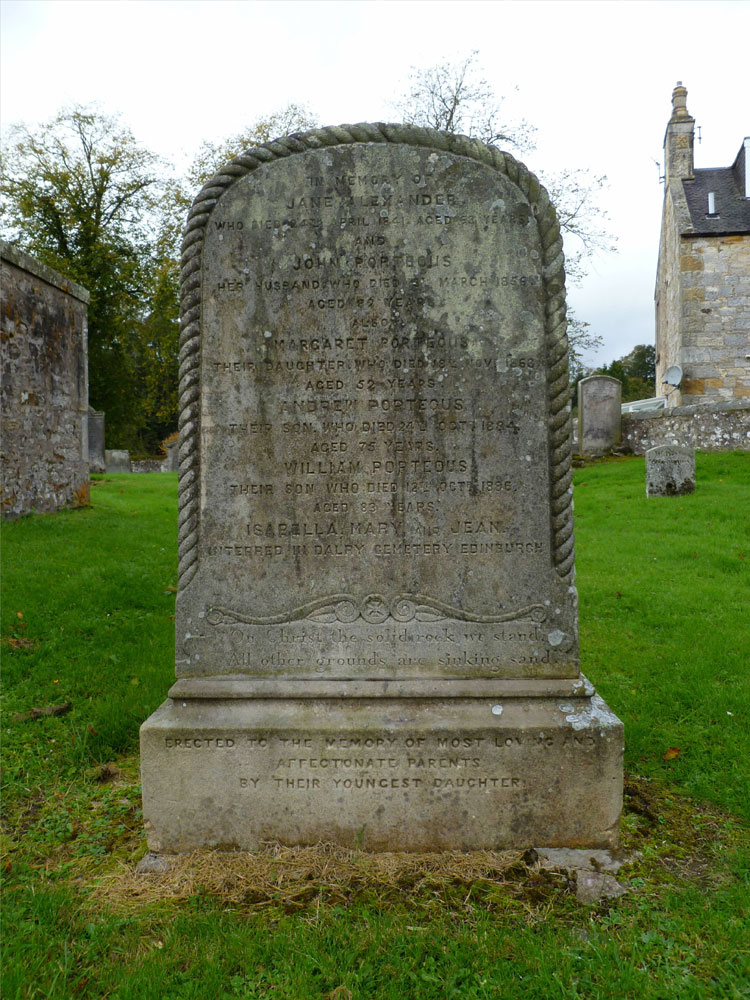 West Linton Graveyard: Jane Alexander and John Porteous