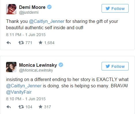 Caitlyn Jenner Gets Positive Reactions From Top Celebrities, See Tweets