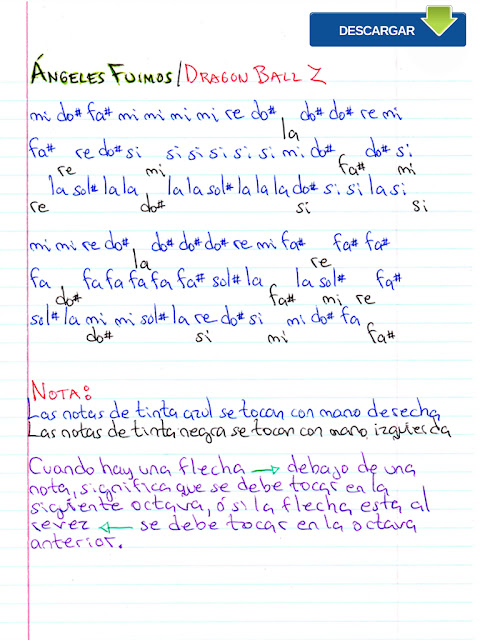 Notas Musicales: Àngeles Fuimos / Dragon Ball Z / Notas Musicales ...