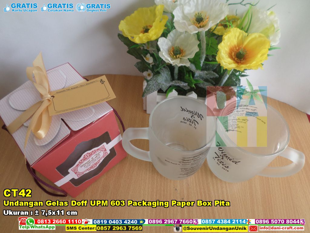 Undangan Gelas Doff UPM 603 Packaging Paper Box Pita | Souvenir Pernikahan