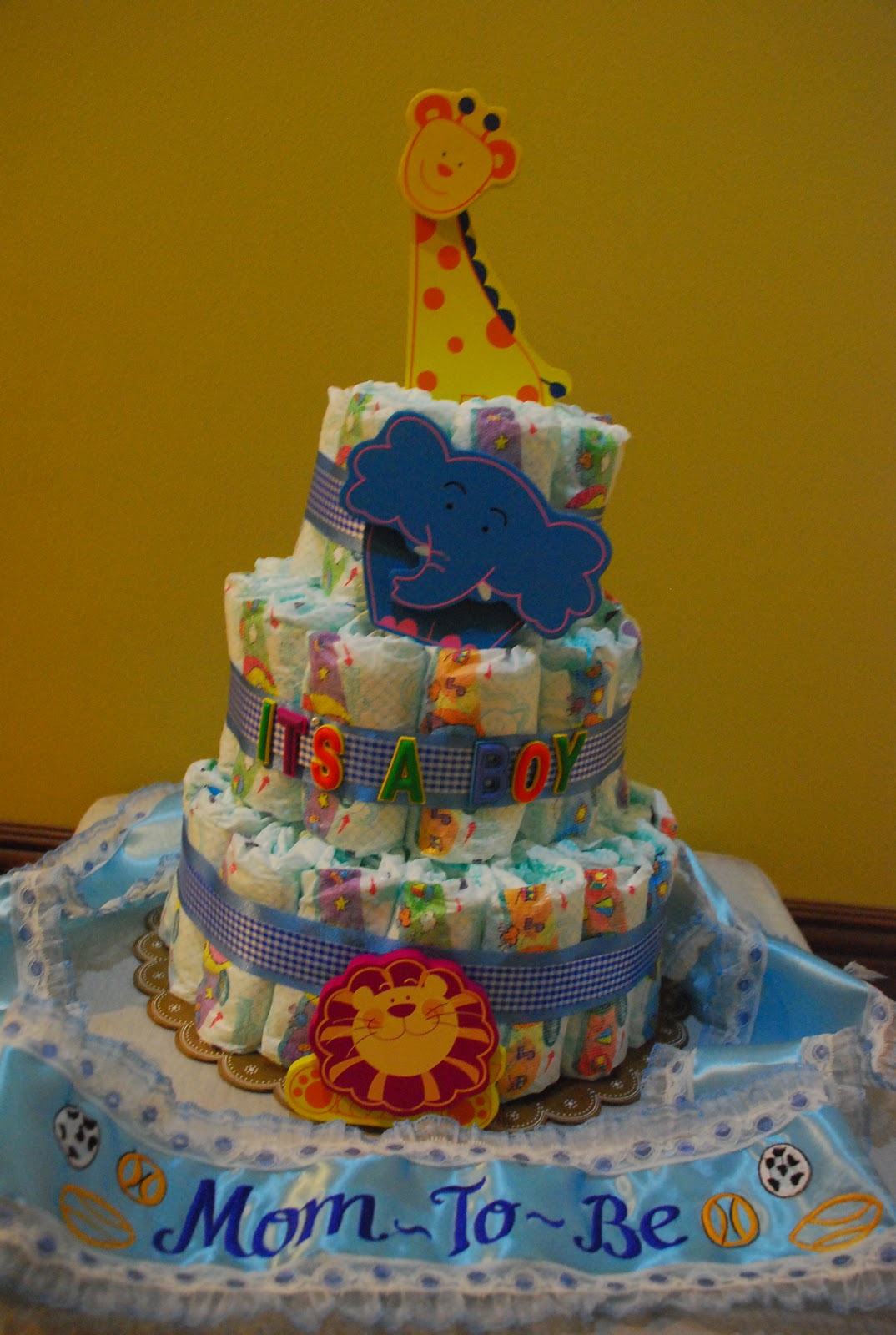 myfashionetsetera: My Homemade Diaper Cake and Baby Shower Sash