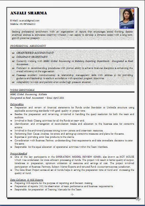 Sample Resume Format Articleship | Sample Resume