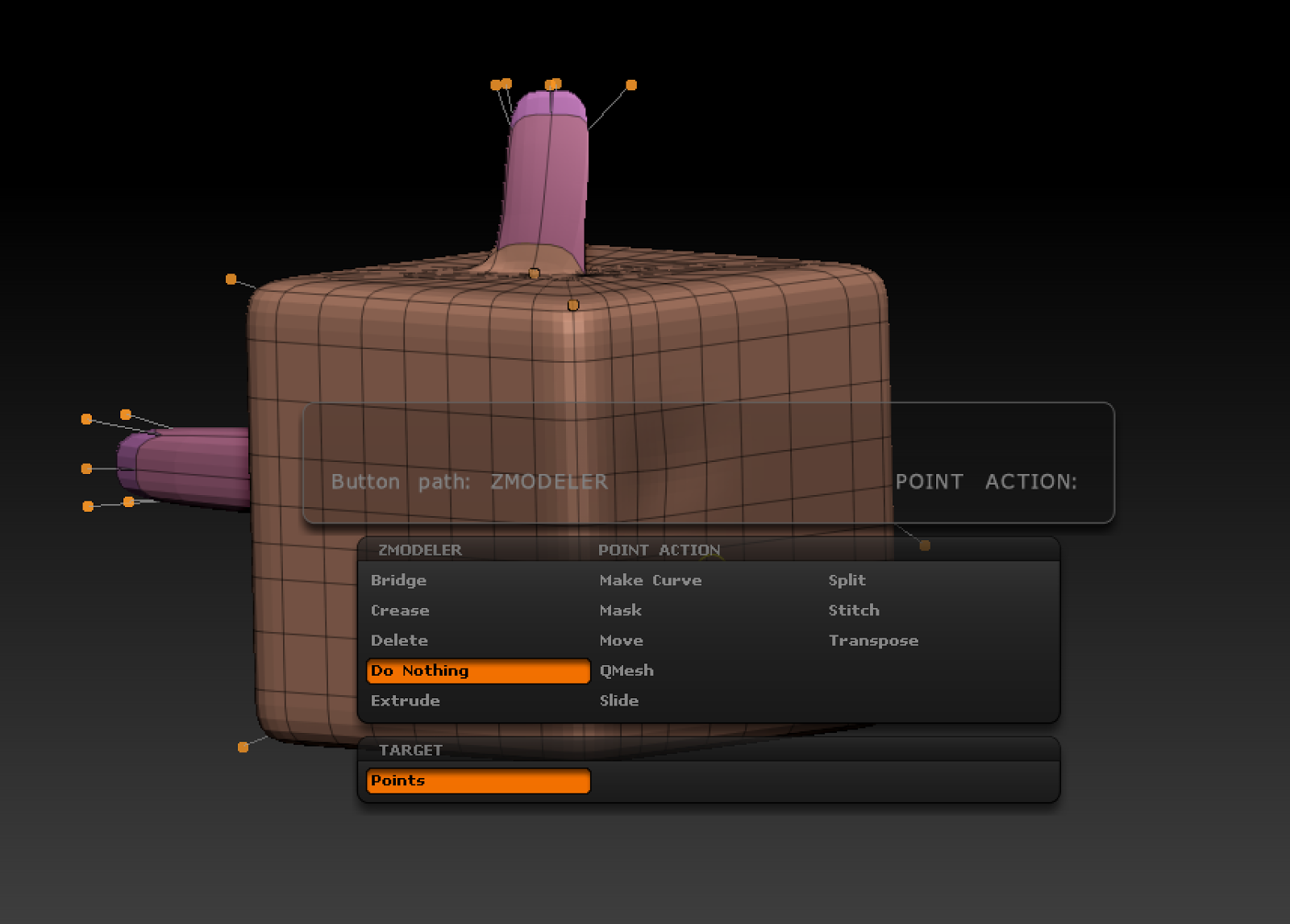 ZModeler in ZBrush: ZModeler Brush