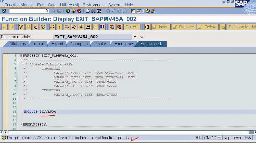 TECHSAP : Function Module Exit