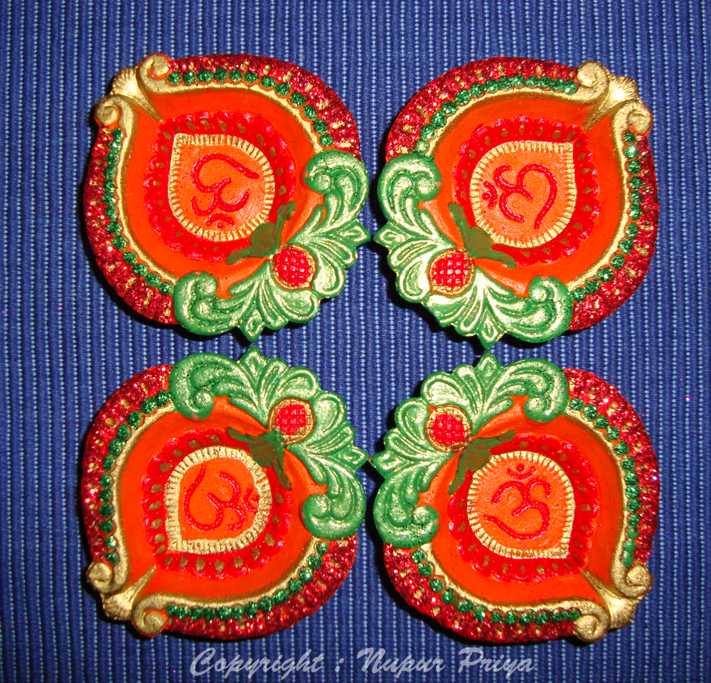 nupur creatives: Hand Painted Diwali Diya Part I