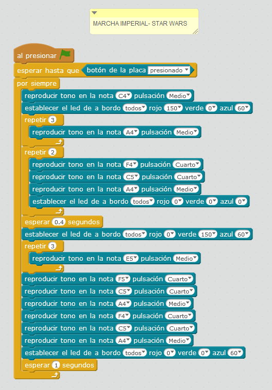 Programación 1º ESO: Facendo música con mBot "STAR WARS"