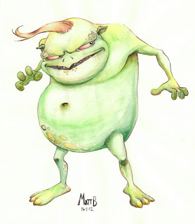 The arty shenanigans of Matt Bryan: Sneaky monster - pencil and watercolour