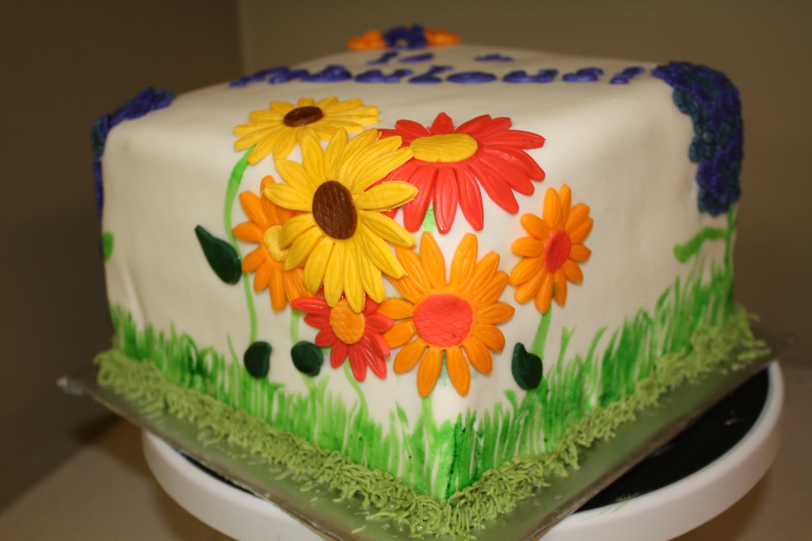 Two Sweet Bakery: 14th birthday spring flower fondant cake