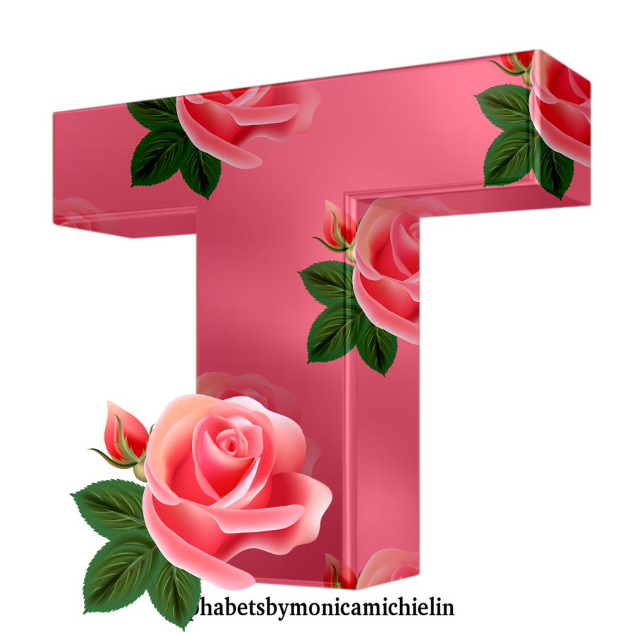M. Michielin Alphabets: ALPHABET PINK FLORAL ROSES, ALFABETO FLORAL ROSAS