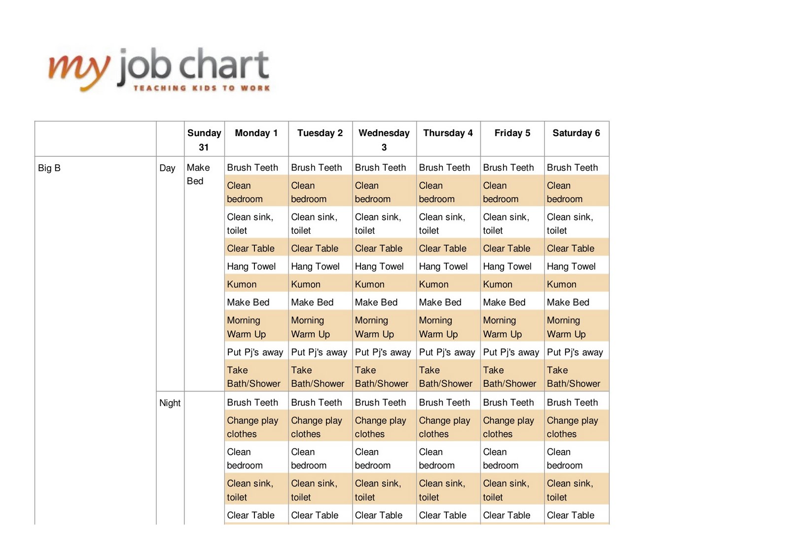 Bella Before and After: Kids Doing Chores ~ My FREE Job Chart