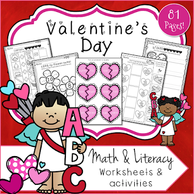 Happy Little Learners: Valentine's Day Literacy and Math Activity Pack