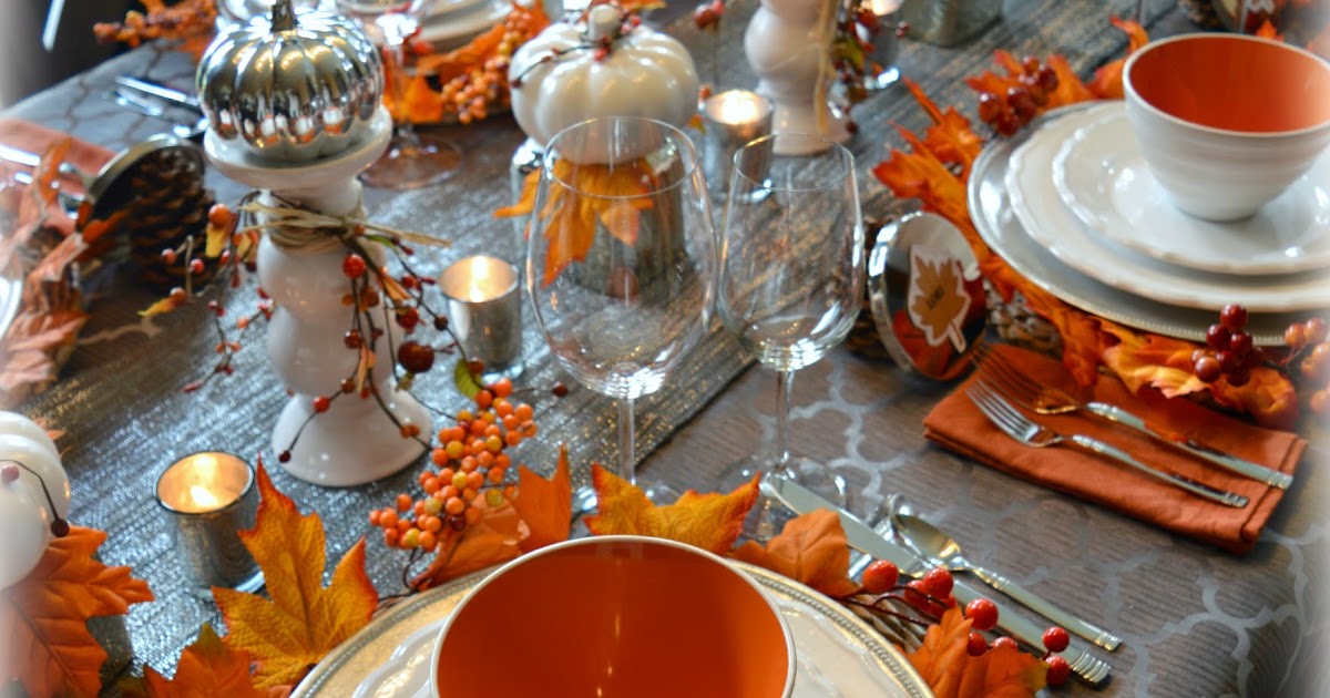 Dining Delight: Fall Tablescape in Orange, White & Gray