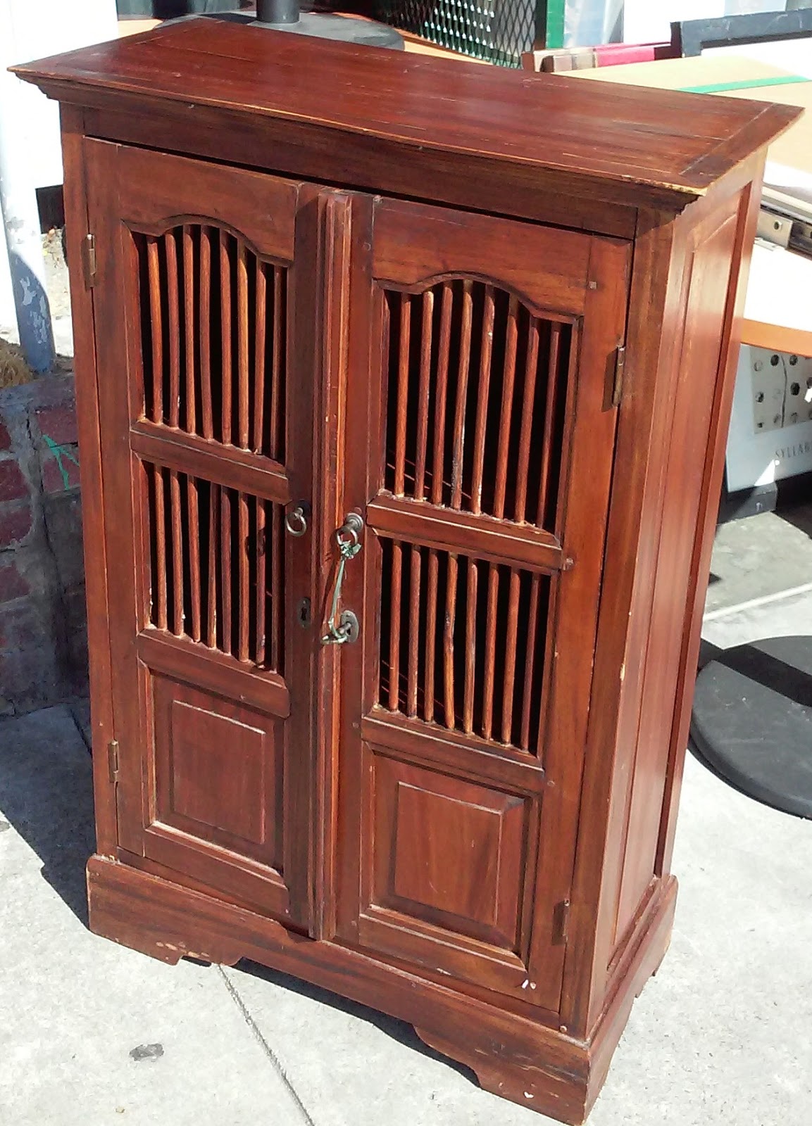UHURU FURNITURE & COLLECTIBLES: SOLD 40" Tall Rustic Asian Teak Cabinet ...
