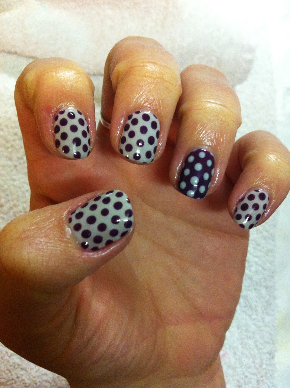 Brush up and Polish up!: CND Shellac Nail Art - Purple Polka Dot