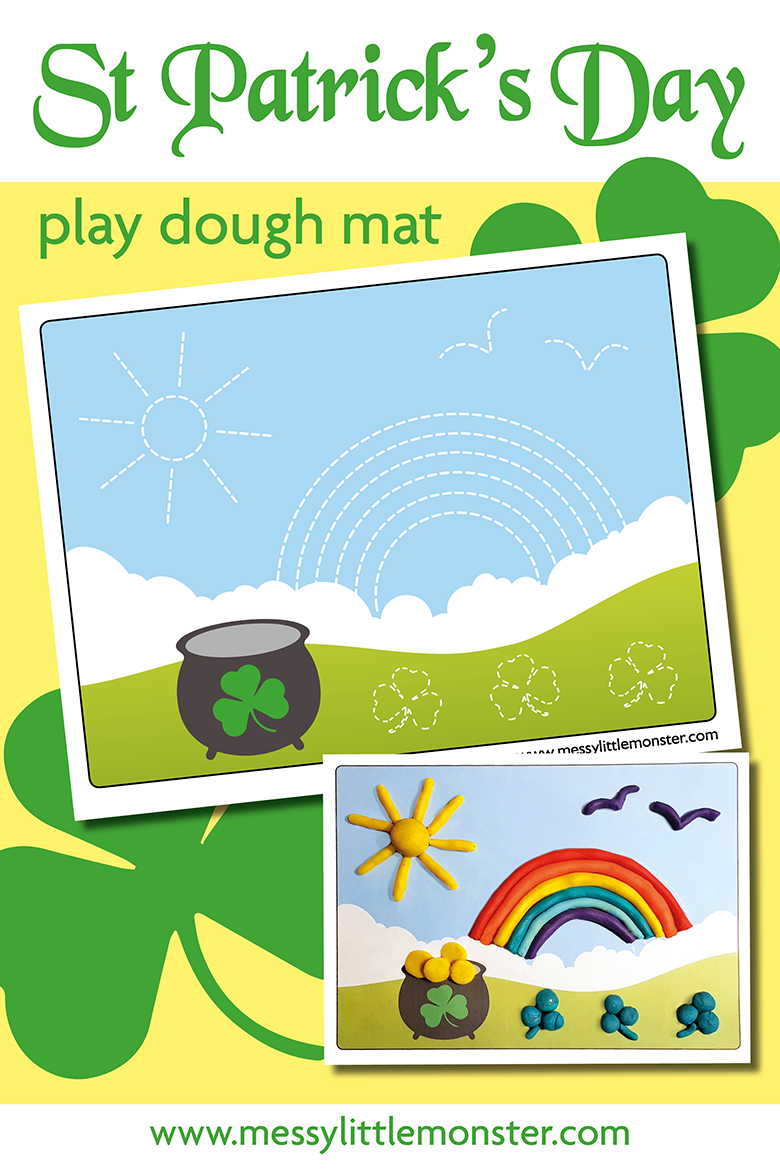 St Patricks Day Playdough Mat - Messy Little Monster