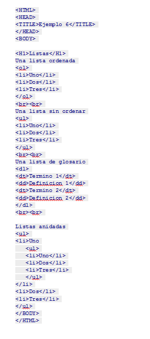 Desarrollo Web: Listas en HTML