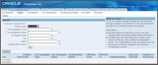 Oracle Applications: eBTax - Oracle eBusiness Tax Configurations