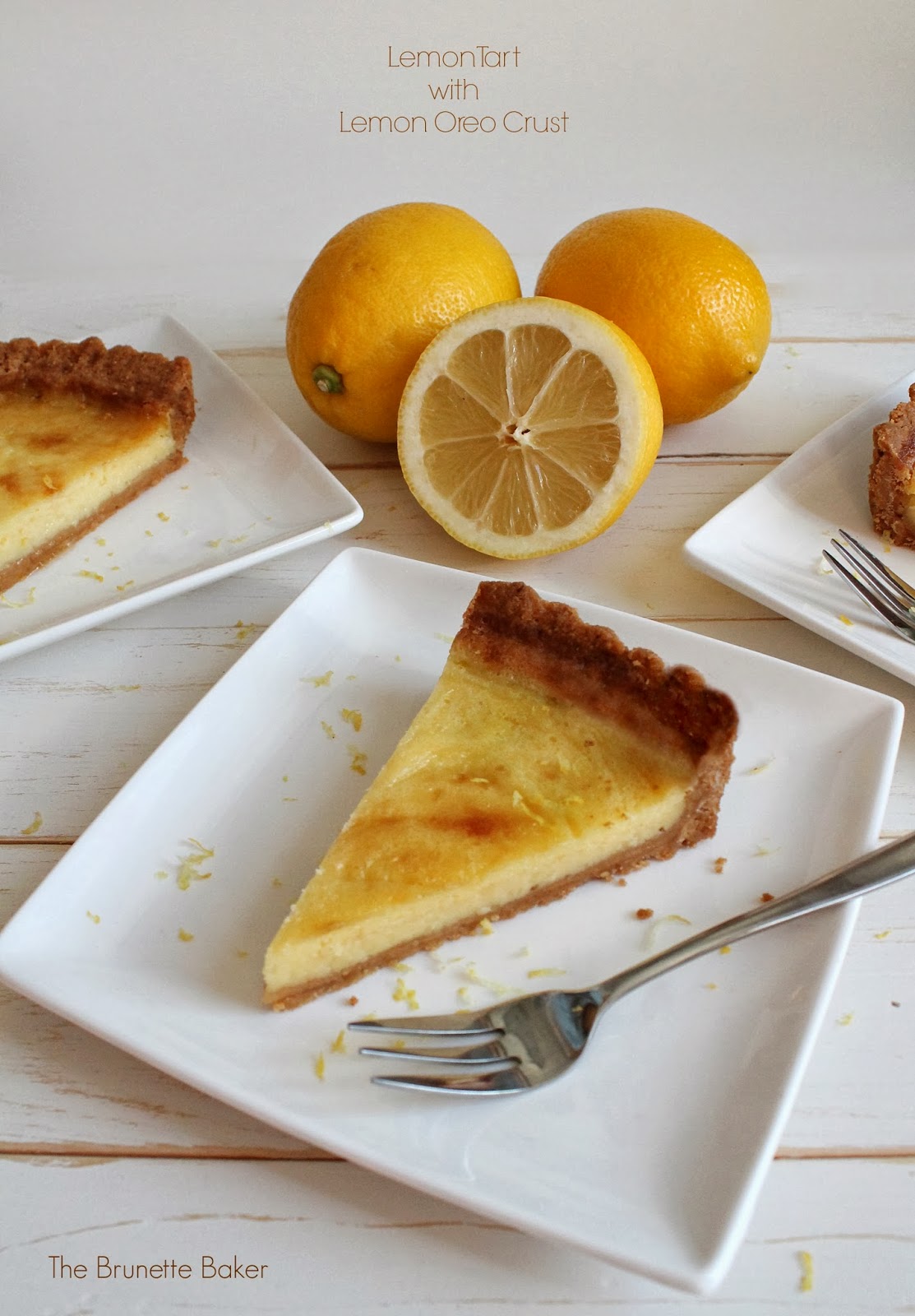 Lemon Tart with Lemon Oreo Crust | The Brunette Baker