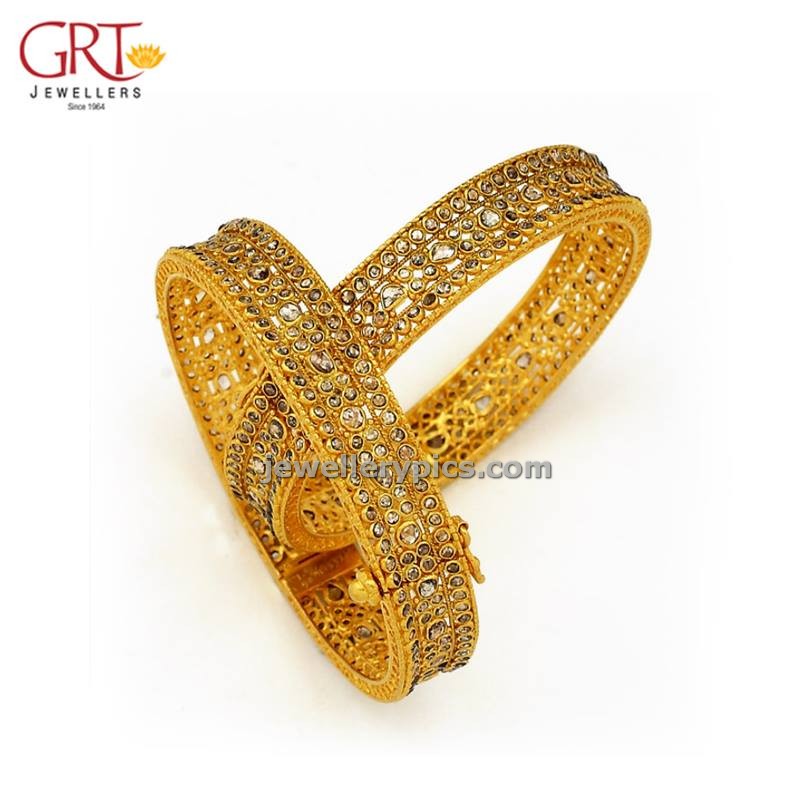 jewelry: GRT stone gold bangle mela designs -2013