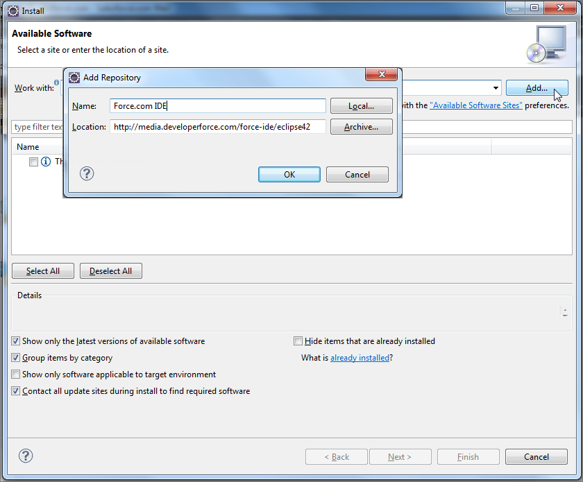 Force.com IDE Installation With eclips