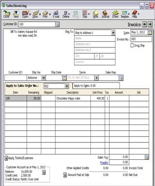 Guide line to Peachtree: sales invoice