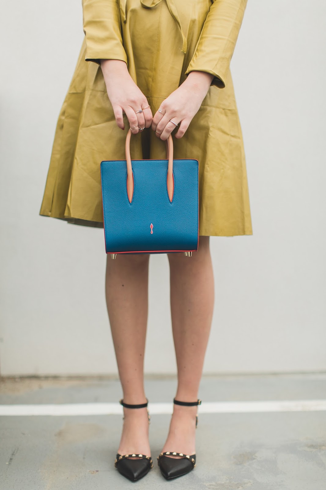 GREEN LEATHER & CHRISTIAN LOUBOUTIN TRENDLEE HANDBAG | The Red Closet Diary