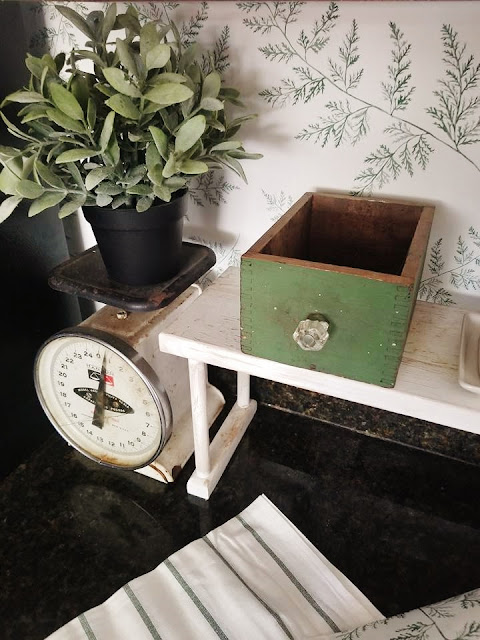 The Quaint Sanctuary: { DIY Cottage Kitchen Wallpaper Backsplash by ...