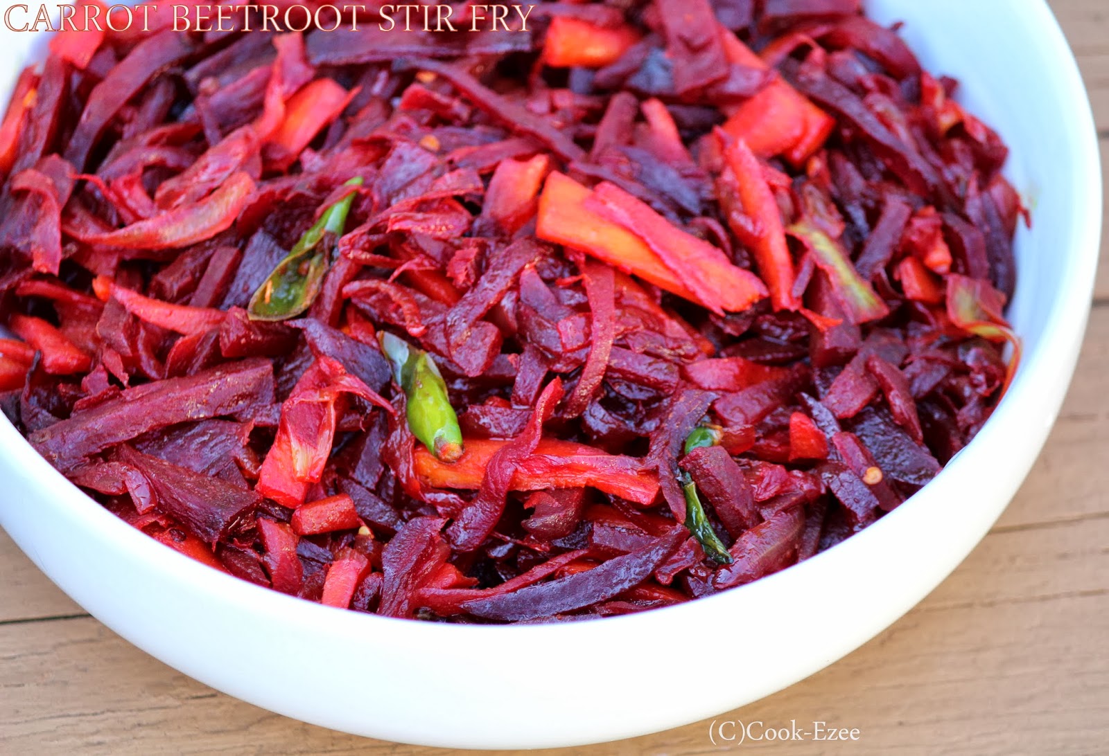 COOK-EZEE: Carrot Beetroot Mezhukkupuratti - Carrot Beetroot Stir Fry