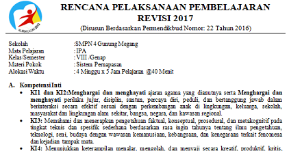 RPP IPA Kelas viii K13 Revisi 2017 semester 2 & 1 Terbaru - Biologizone