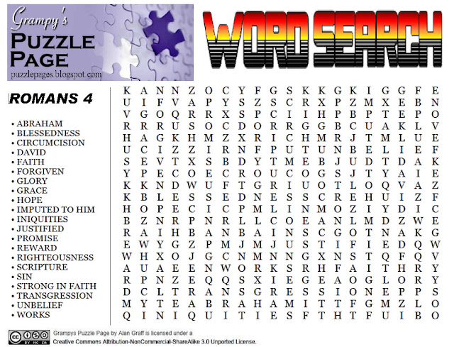 Grampy's Puzzle Page: Word Search: Romans 4