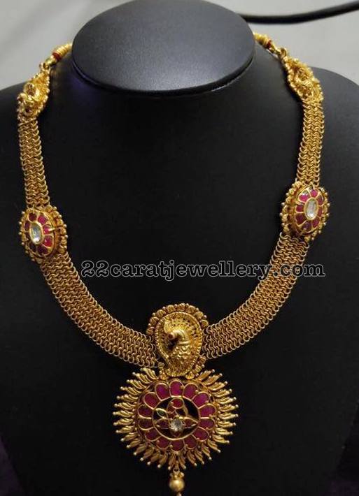Antique Long Chains with Peacock Motifs - Jewellery Designs