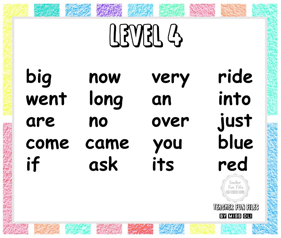 Teacher Fun Files: Basic Sight Words in Different Levels
