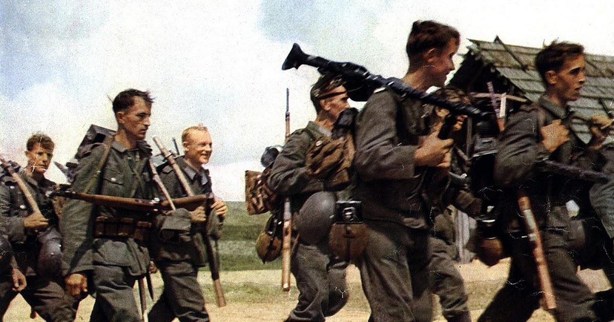 World War II in Color: German Soldiers Marching in the East in 1941