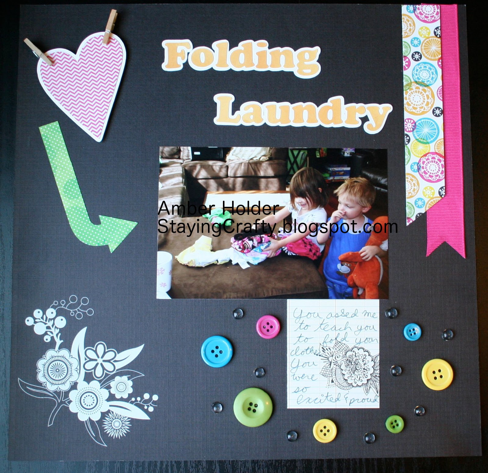 Staying Crafty: Folding Laundry Scrapbook Page