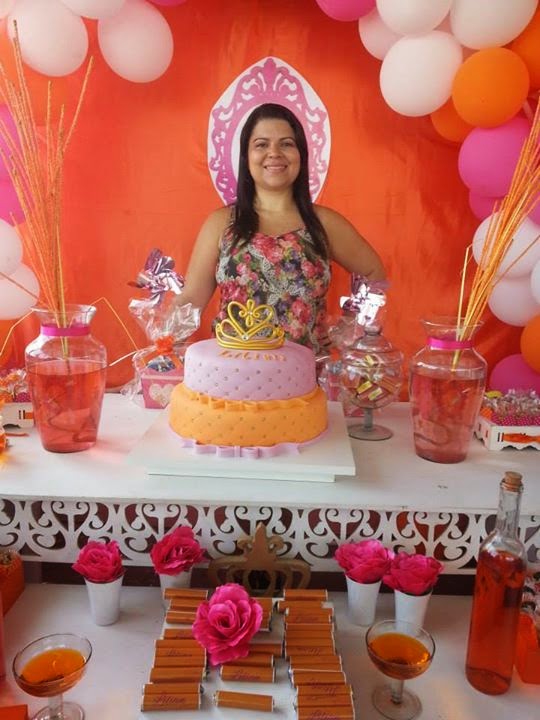 Lilica Bolos Decorados: Bolo Pink e Laranja