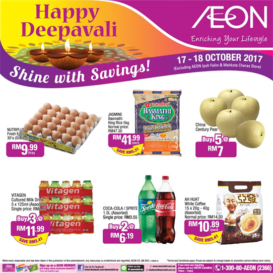 AEON Deepavali 两天大减价！鸡蛋、Vitagen、Ah Huat 咖啡都有折扣！ - Leesharing