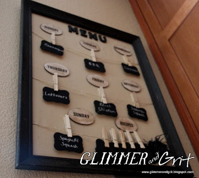 Glimmer And Grit: DIY Weekly Menu Board