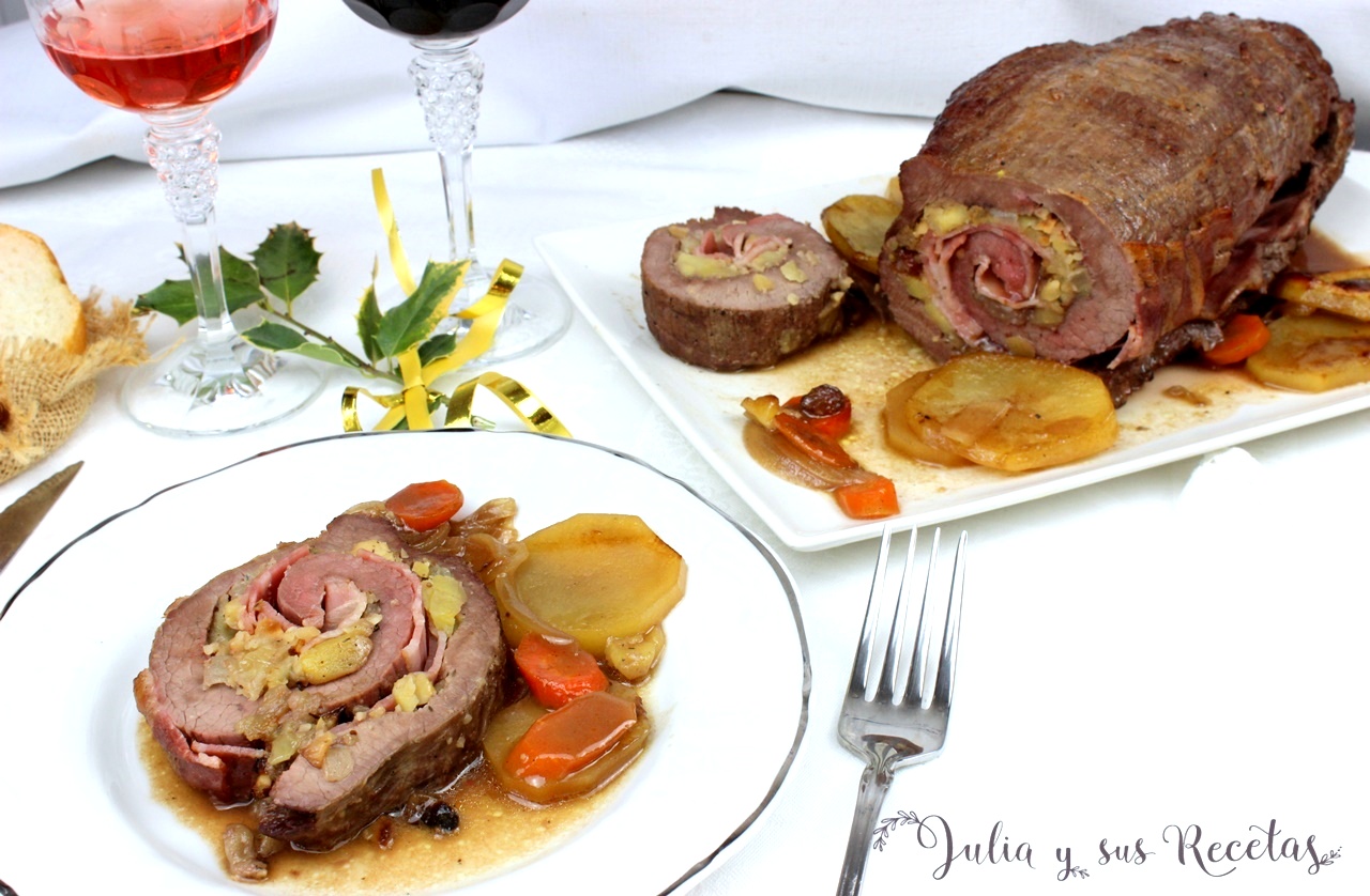 JULIA Y SUS RECETAS: Aleta de ternera rellena de manzana y avellanas