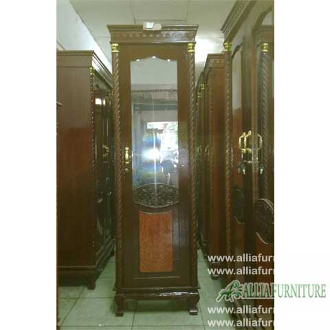 Lemari baju triplek 1 pintu kaca motif - Allia Furniture