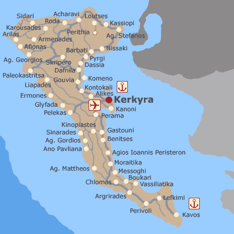 Map of Corfu Island ~ Americans Visiting Corfu
