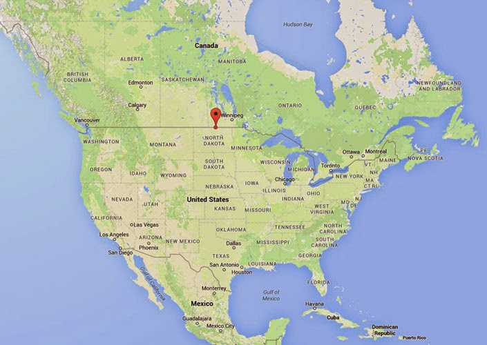 Map North Dakota International Peace Garden