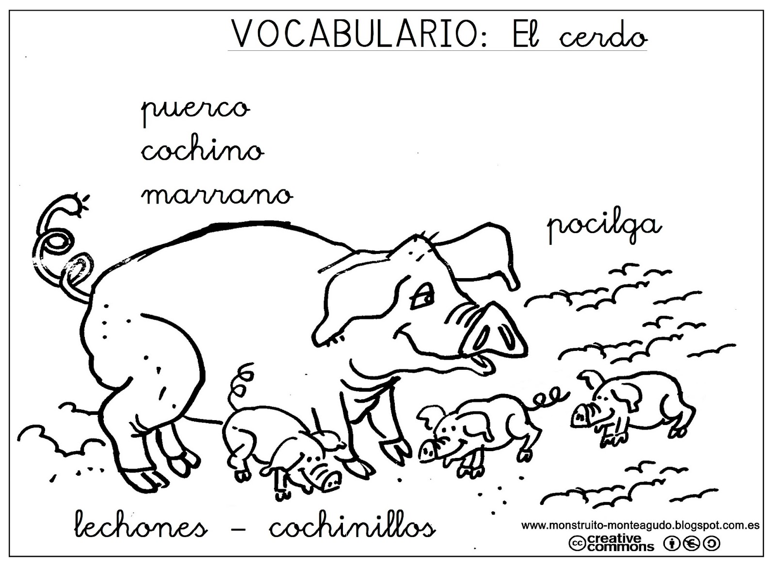 El Monstruito en Monteagudo: Fichas para Los animales (EI-3).