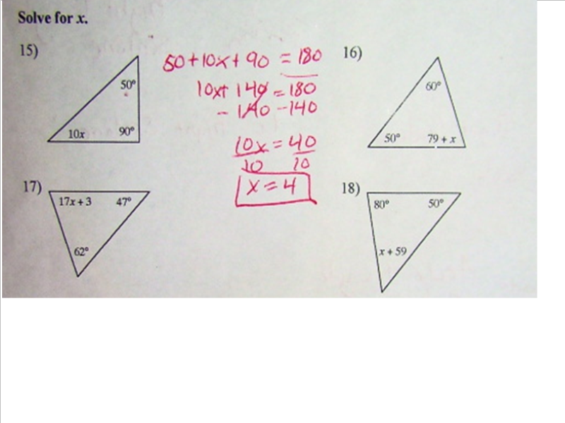 Mrs. Gordon's Geometry: 1-20 classifying Triangles and finding missing ...