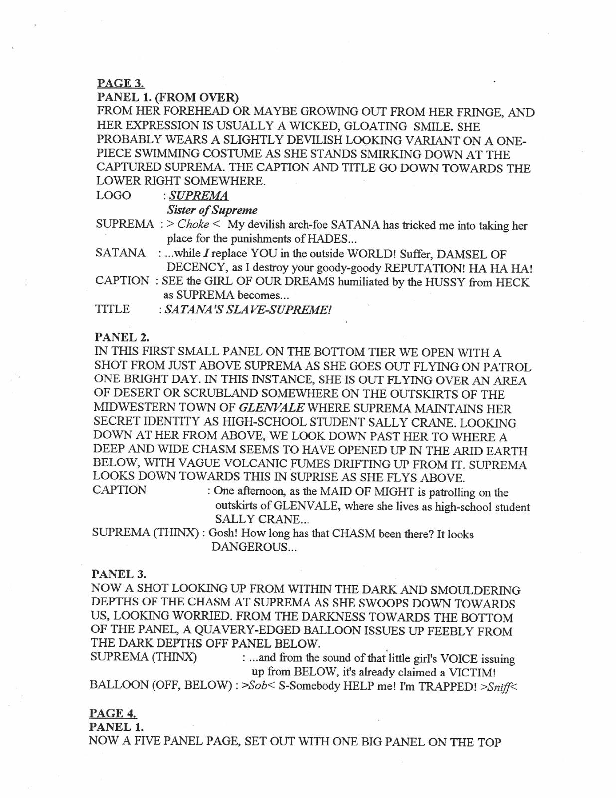 Alan Moore's Forgotten Awesome: Supreme #46 script