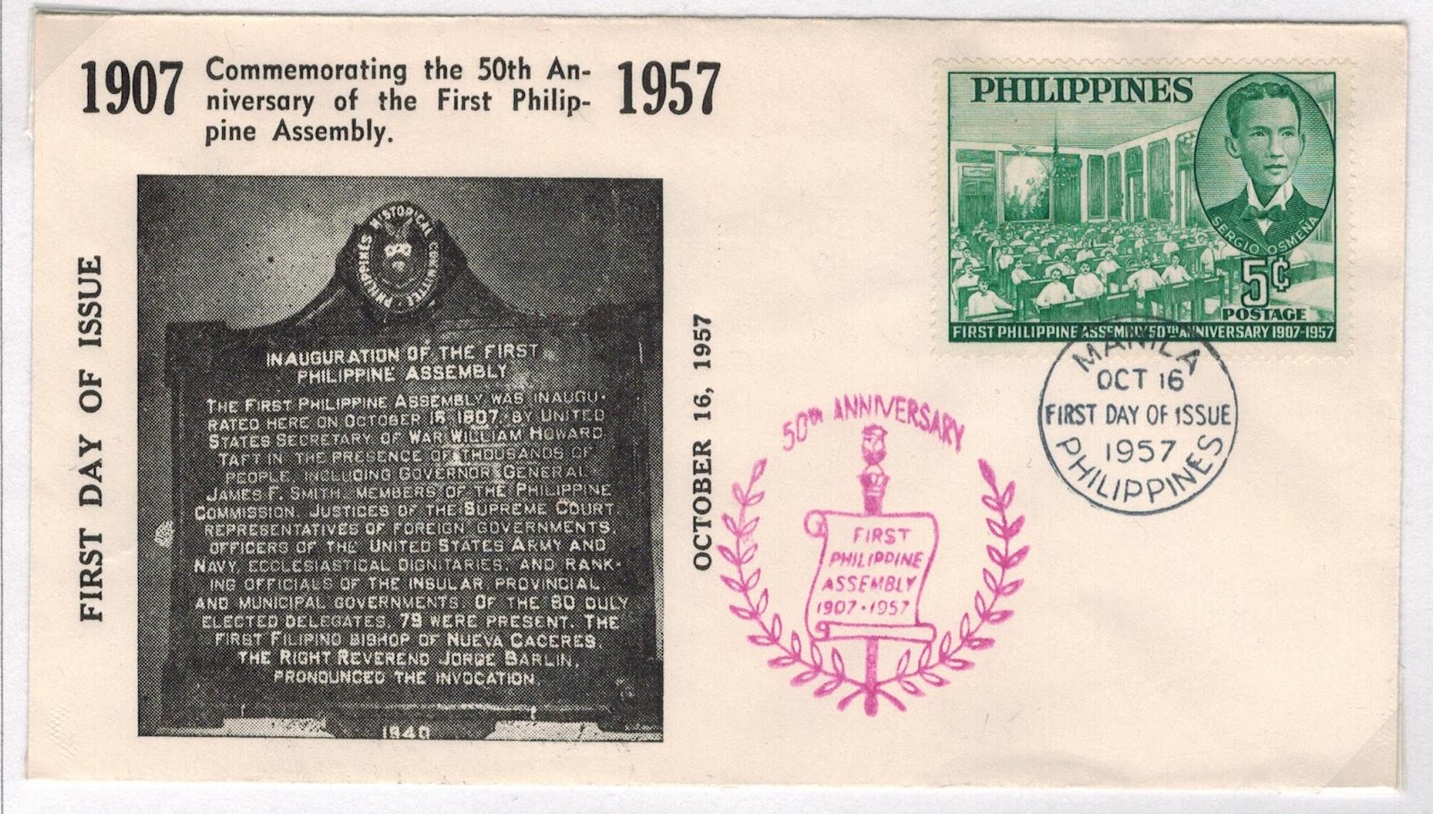 Philippine Republic Stamps : 1957 50th Anniversary of the First ...