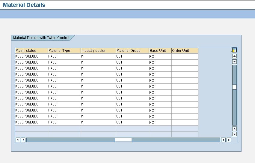 SAP ABAP 4 Tutorial: Table Control Output by Select Option Input