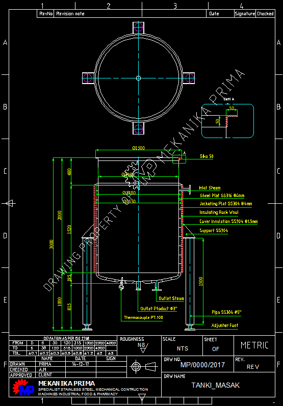 GAMTEK MESIN PHARMA: GAMTEK TANKI MASAK KAPASITAS 2000 LITER